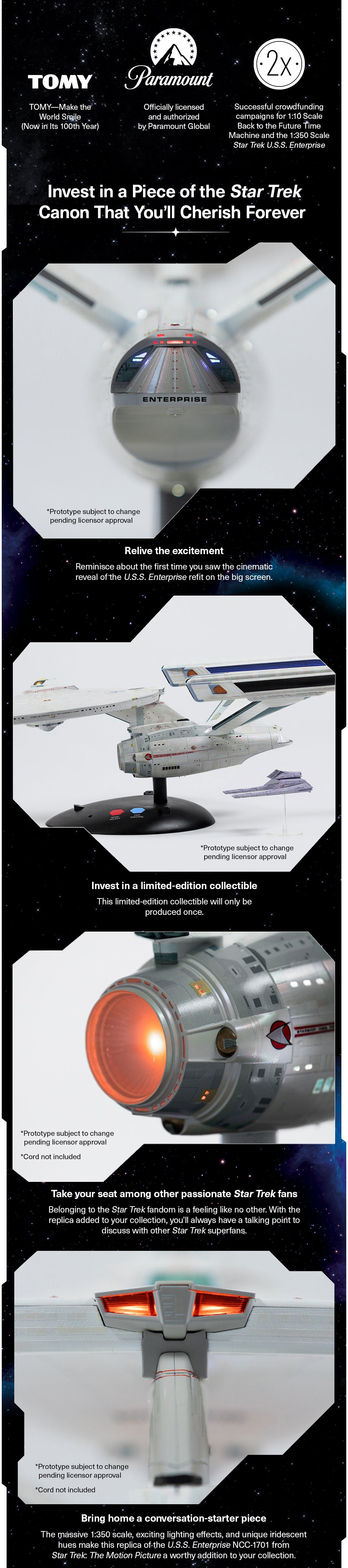 TOMY - STAR TREK™ U.S.S. Enterprise NCC-1701 1:350 Scale Replica – TOMY ...